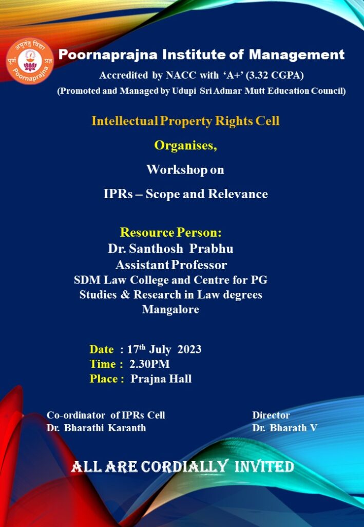 Workshop on "Intellectual Property Rights- Scope and Relevance ...
